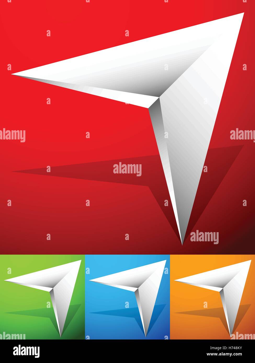 Sharp edgy 3d arrow icon in more color with bevel effect Stock Vector ...