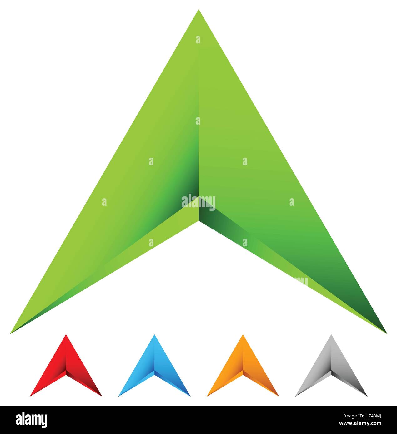 Sharp edgy 3d arrow icon in more color with bevel effect Stock Vector ...