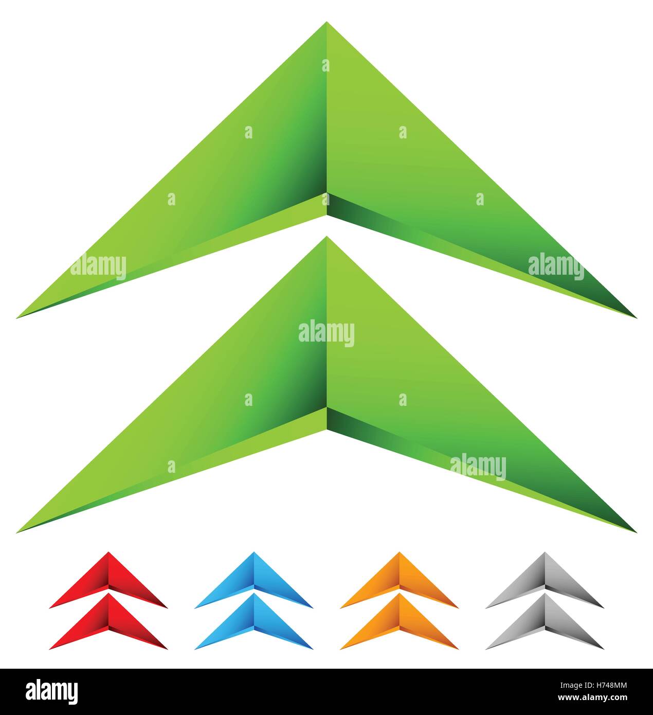 Sharp edgy 3d arrow icon in more color with bevel effect Stock Vector ...