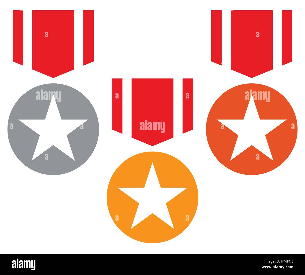 Gold, silver, bronze medals with neckband / ribbon - Flat medal, badge ...