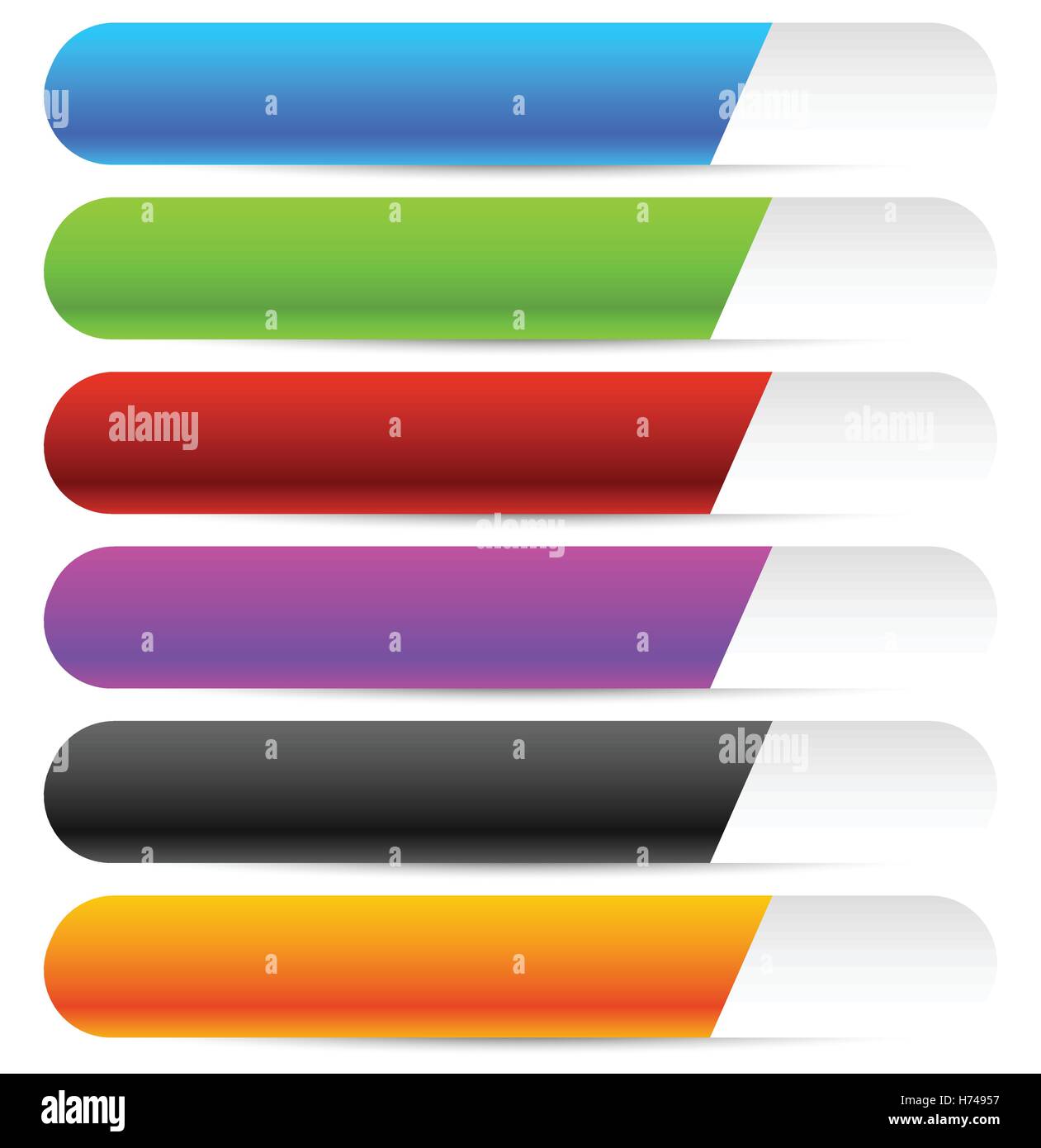 Buttons, banners in several color. Horizontal button shape set Stock ...