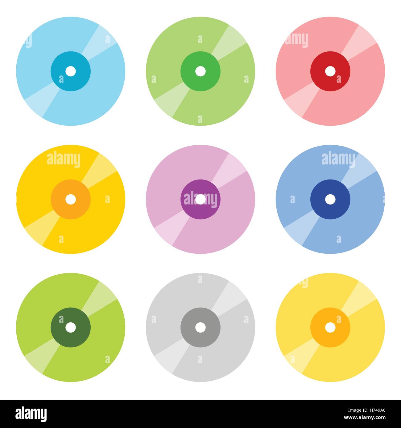 Flat CD / DVD icons in 9 color Stock Vector Image & Art - Alamy