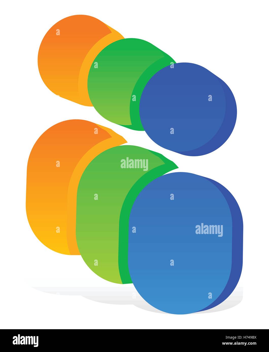 Icon with 3 human pictograms - Colorful 3d icon for partnership ...