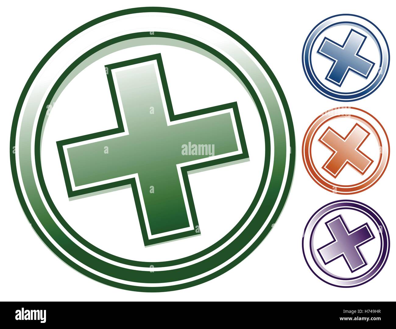 Plus (x) icon in 4 color. Plus, X clip-art, symbol Stock Vector Image ...