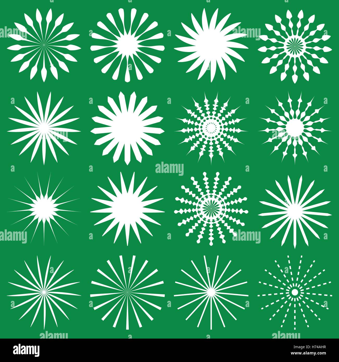 16 geometric radial elements - Various radiating symbols Stock Vector ...