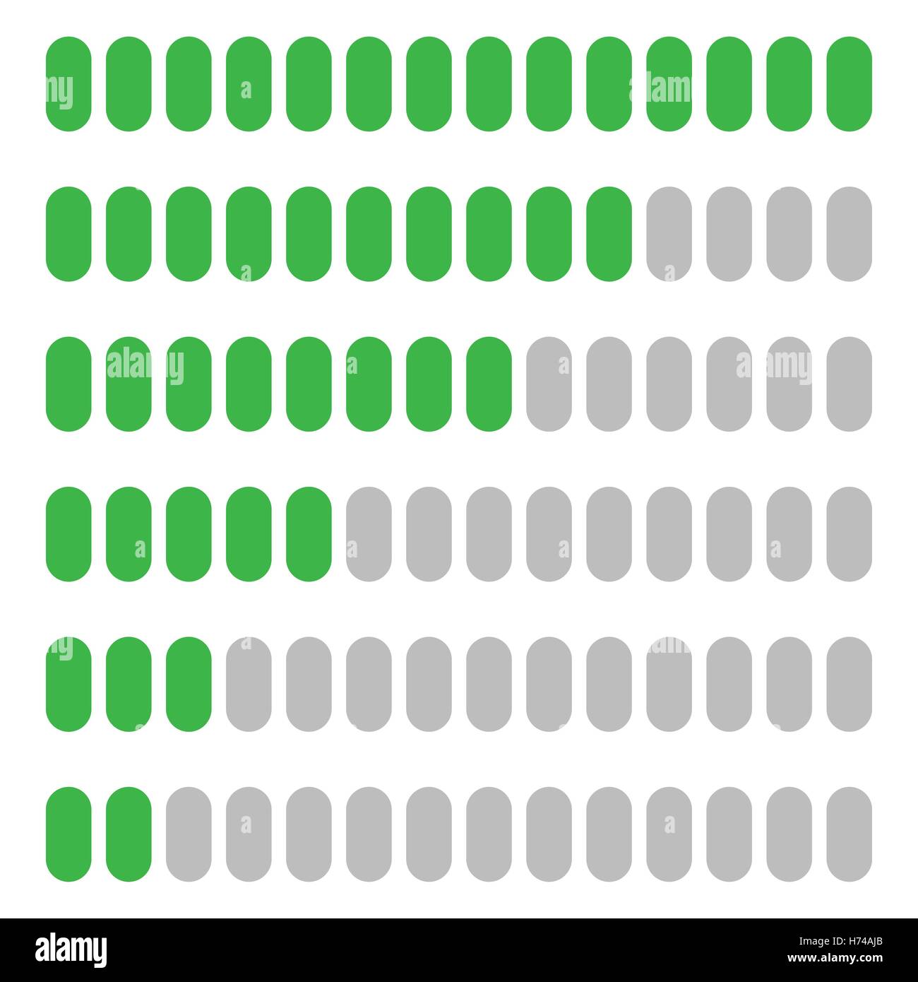 Simple, flat progress, level indicator, loading bar set at different ...