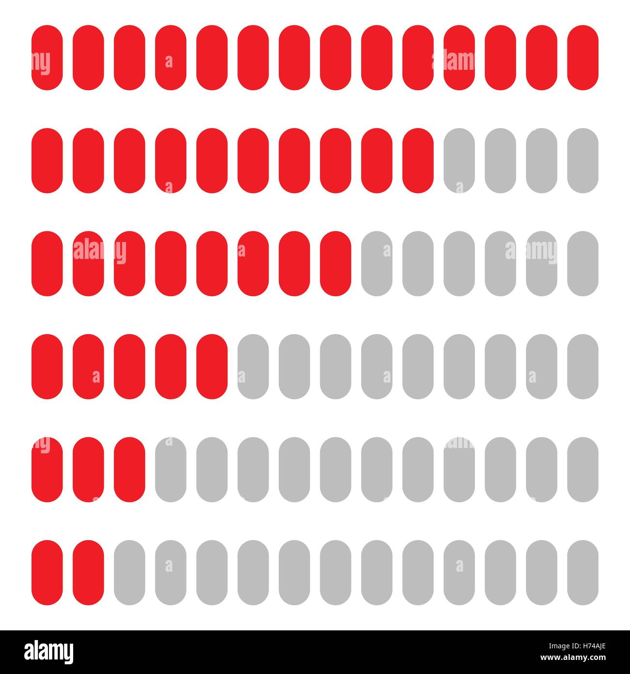 Simple, flat progress, level indicator, loading bar set at different ...