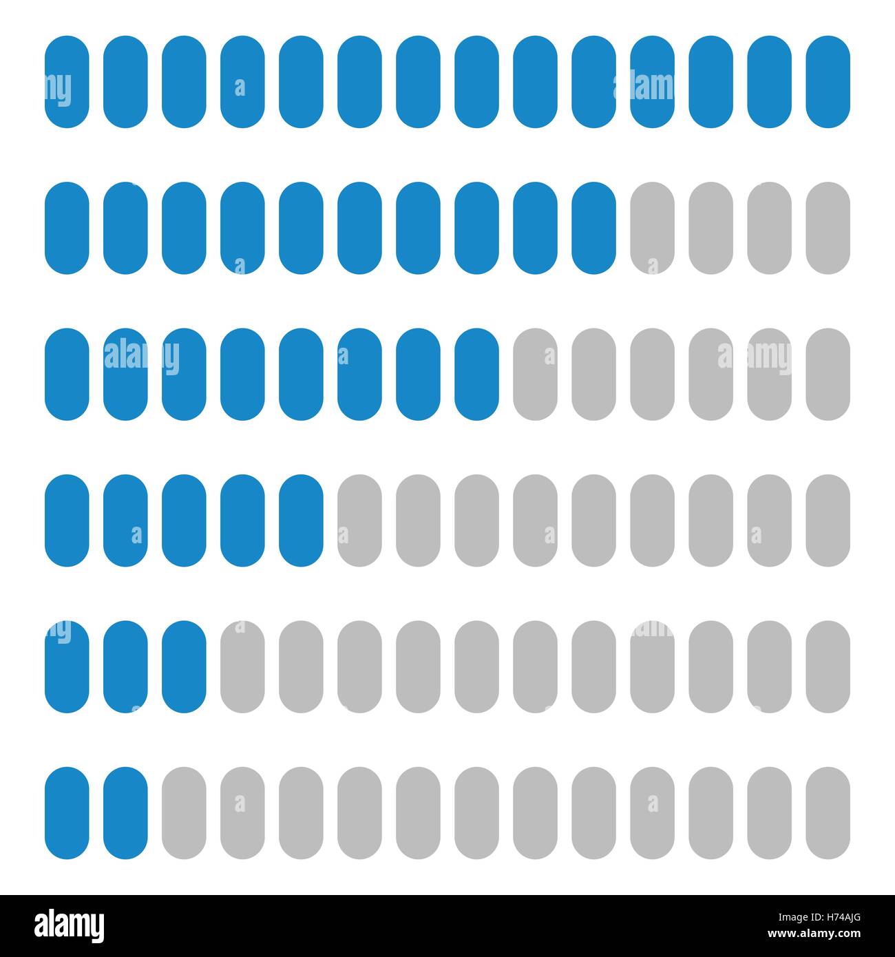 Simple, flat progress, level indicator, loading bar set at different ...