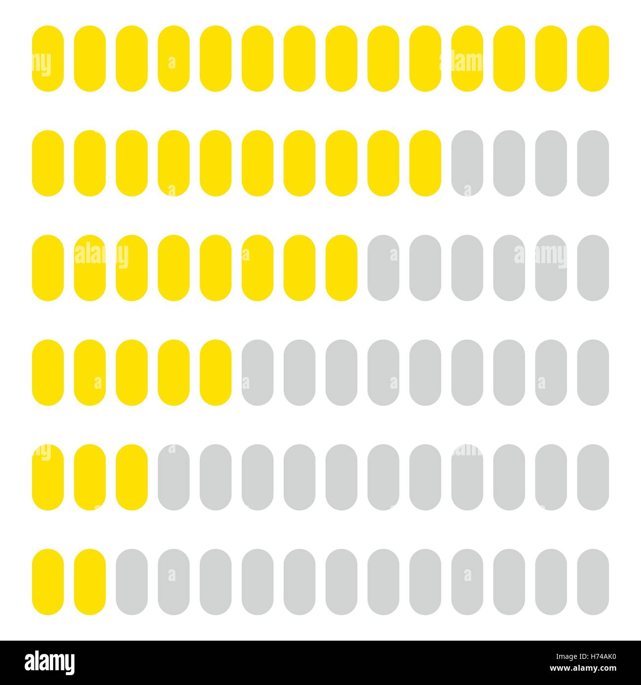 Simple, flat progress, level indicator, loading bar set at different ...