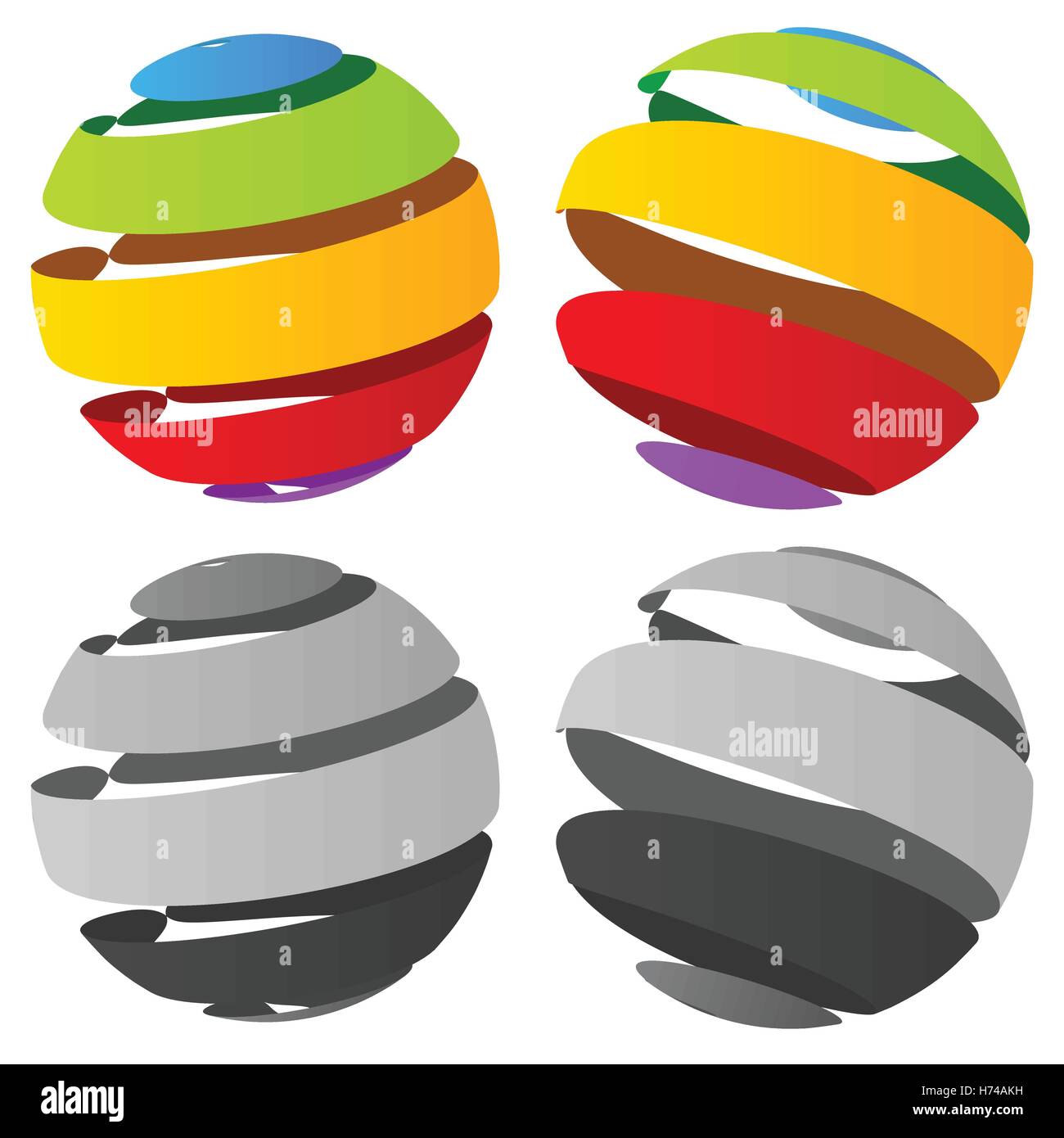 3d abstract striped sphere in four version Stock Vector Image & Art - Alamy