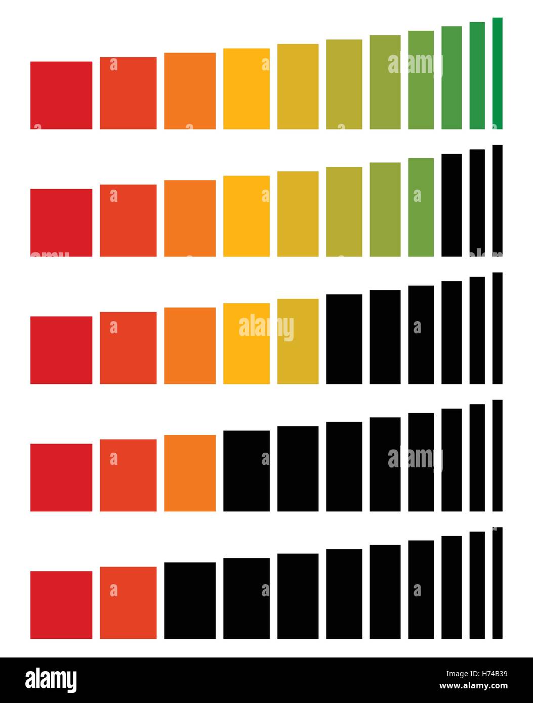Progress, level indicators in sequence from low to high Stock Vector ...