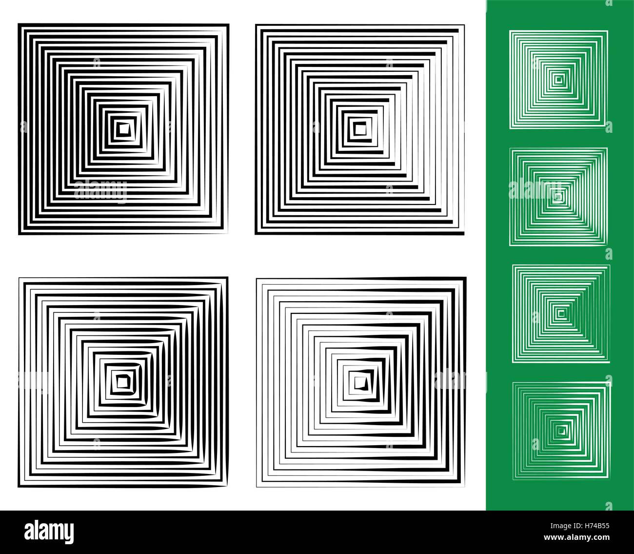 Concentric squares geometric element. Set of 4 version Stock Vector ...