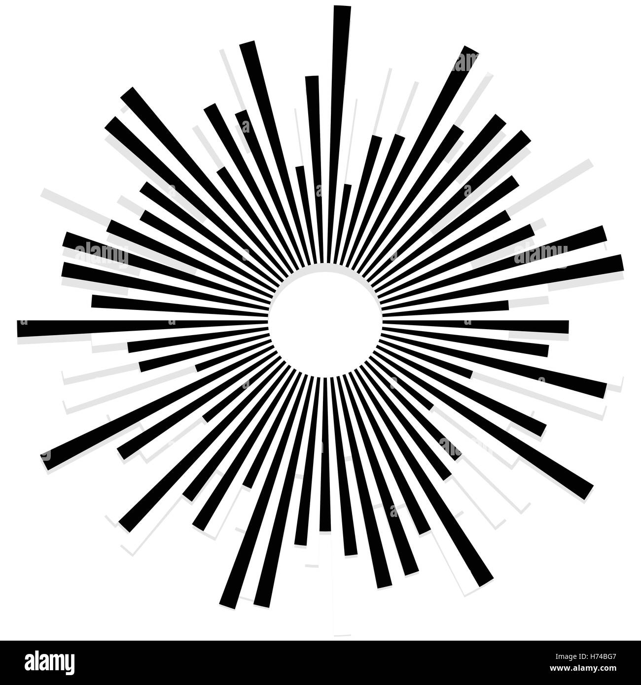 Illustration with rays, beams, radial - radiating lines. Abstract ...