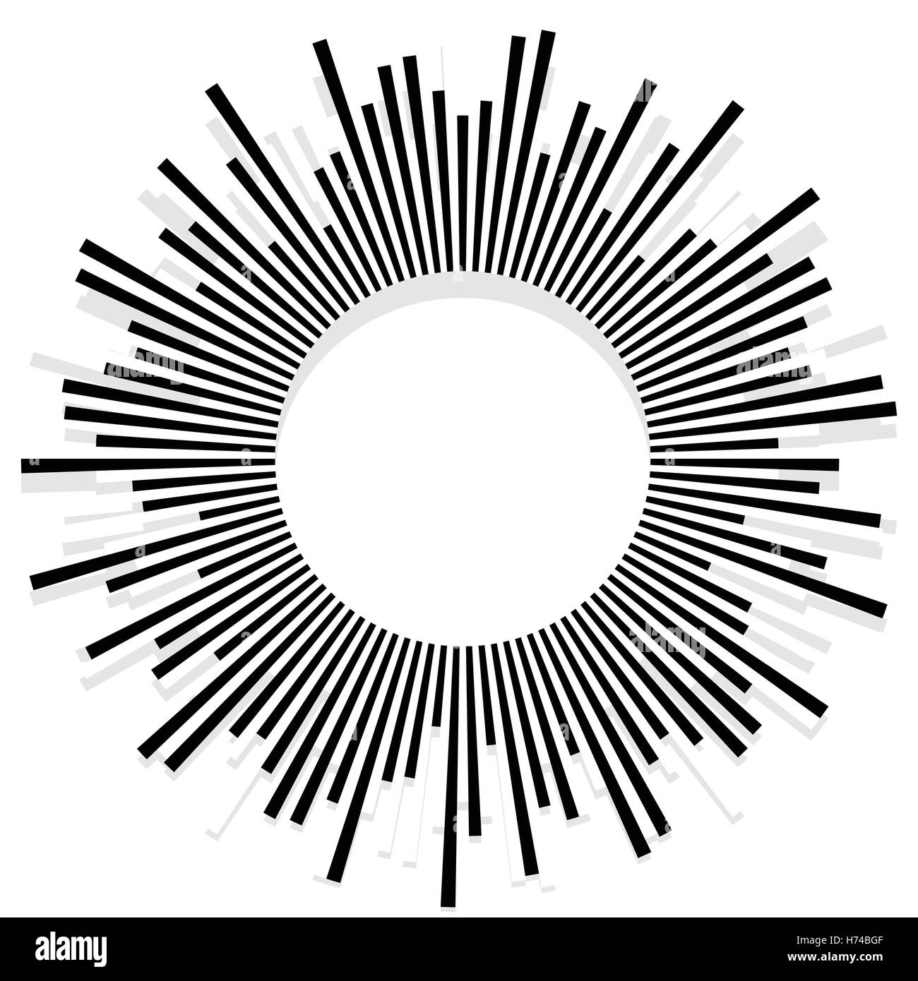 Illustration with rays, beams, radial - radiating lines. Abstract ...