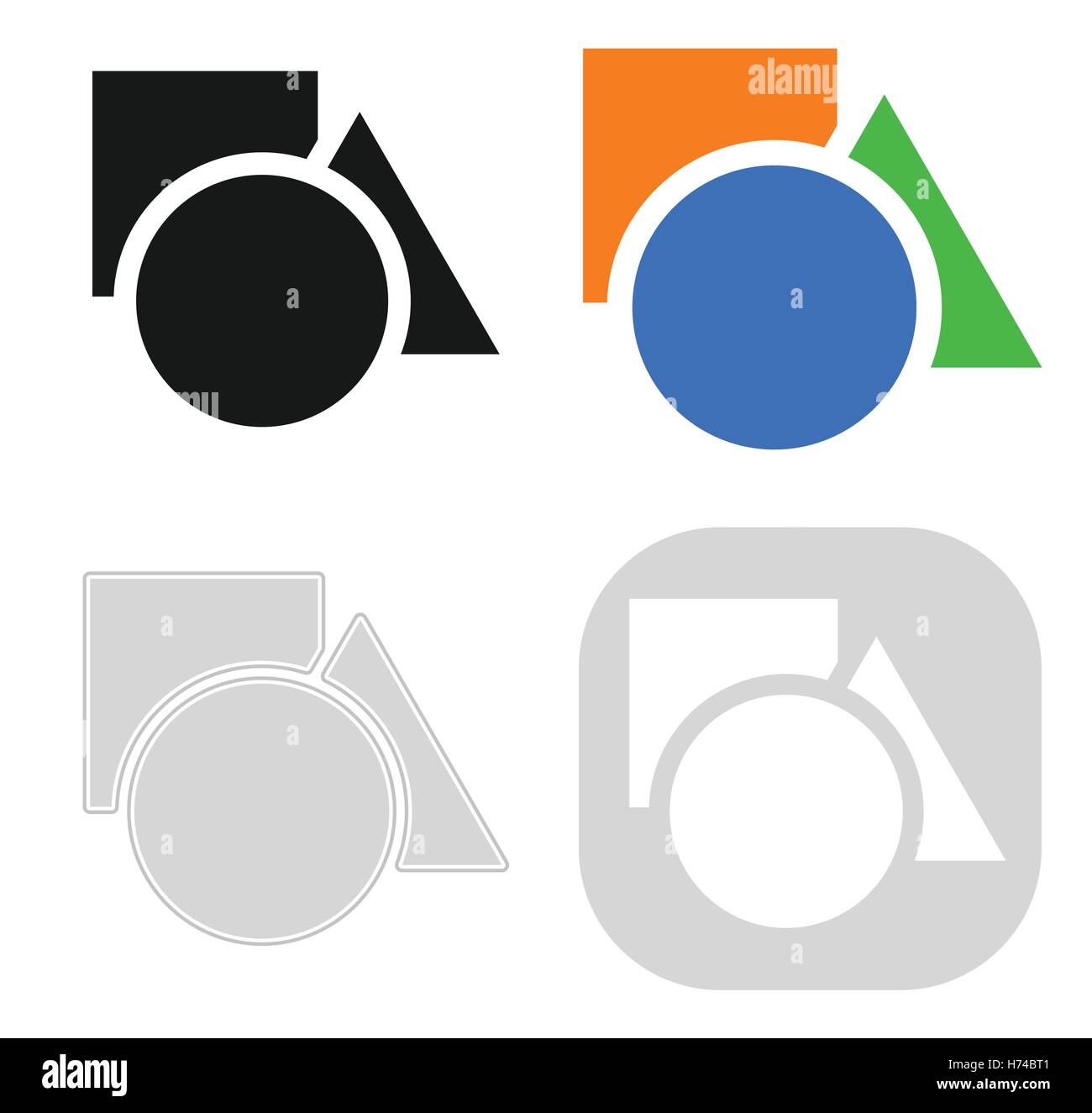 Circle, square, triangle icon in 4 version - Basic shapes icon, logo ...