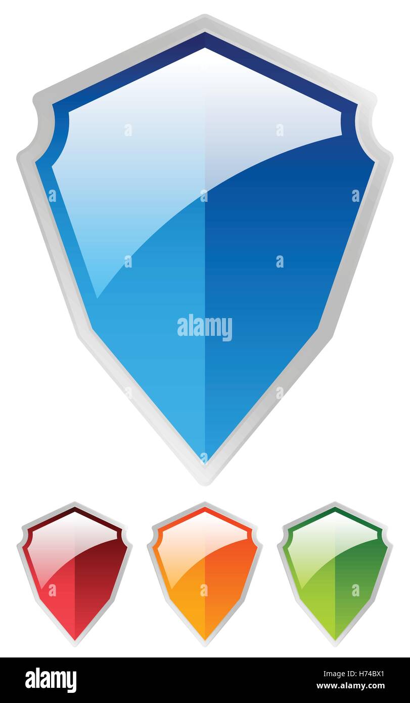 Shield shape set - Glossy colorful shields. Protection, security icon ...
