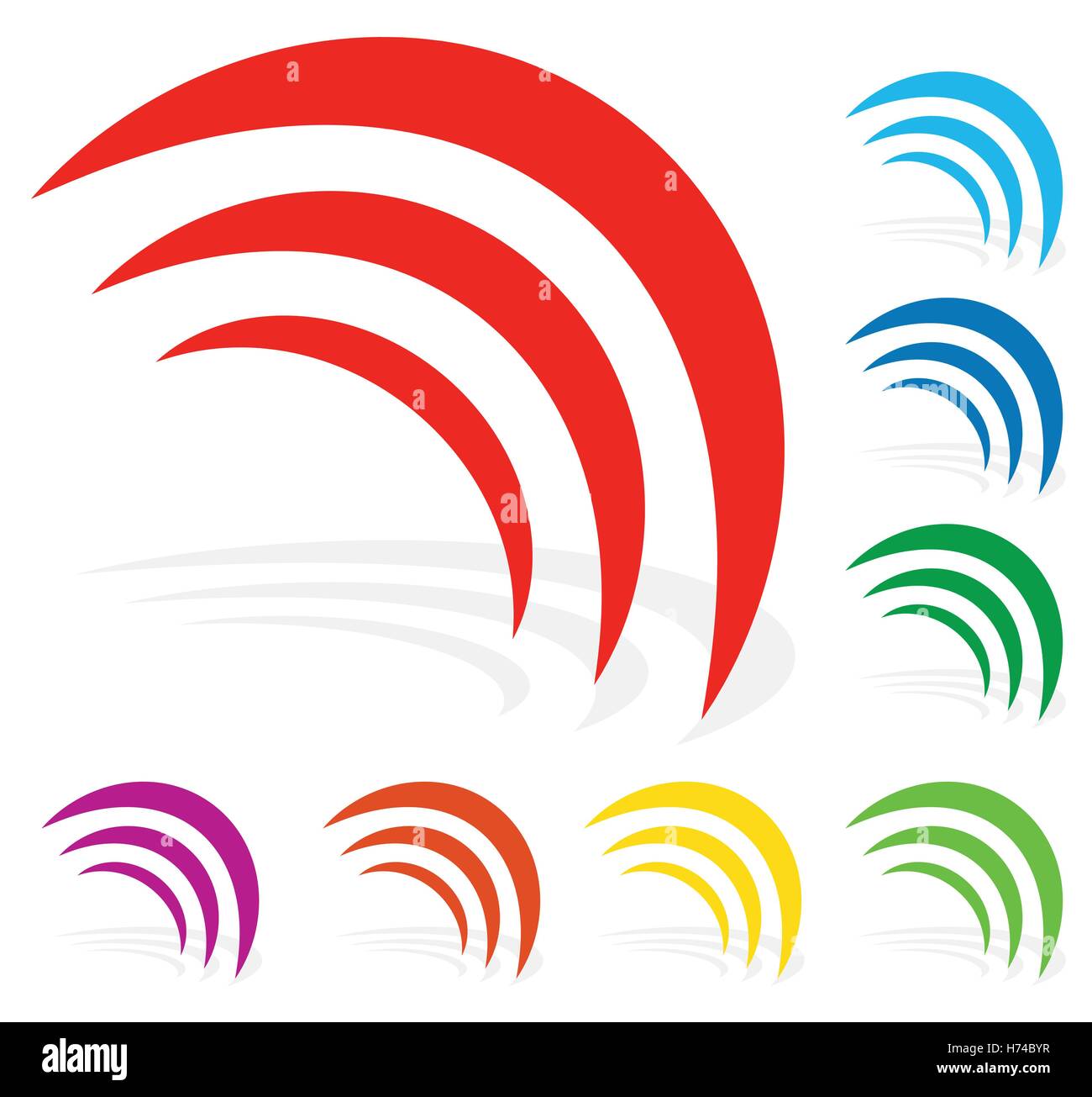 Signal, radiation, emission, waves shape in 8 color Stock Vector Image ...