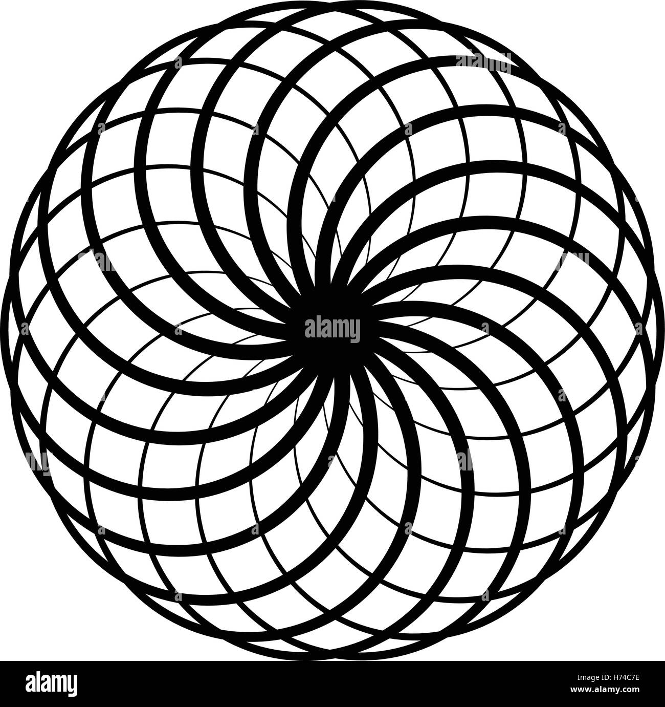Circular geometric spiral. Abstract monochrome design element Stock ...