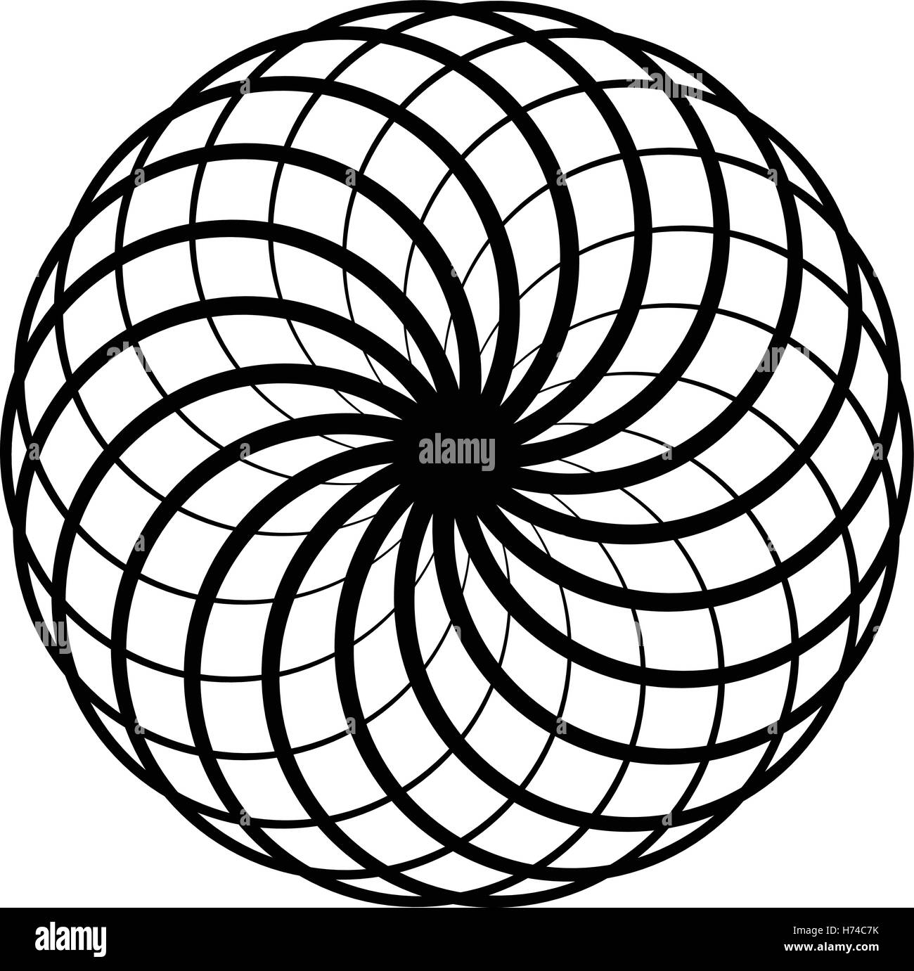 Circular geometric spiral. Abstract monochrome design element Stock ...