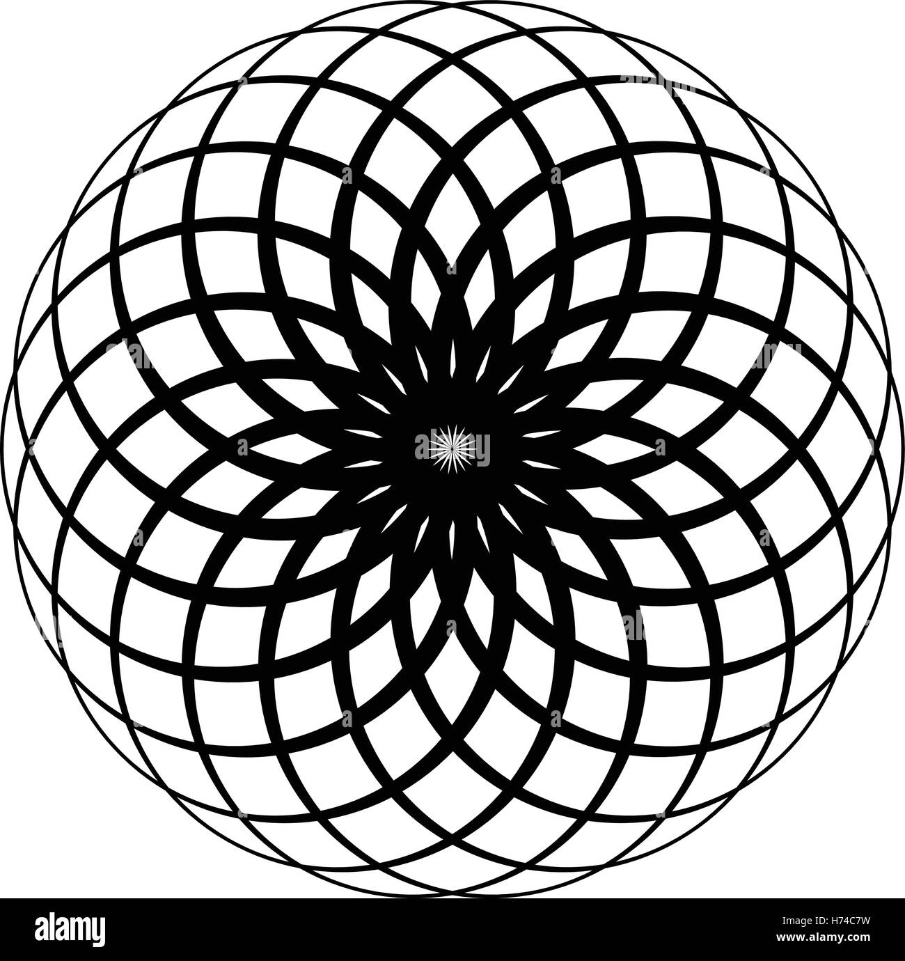 Circular geometric spiral. Abstract monochrome design element Stock ...