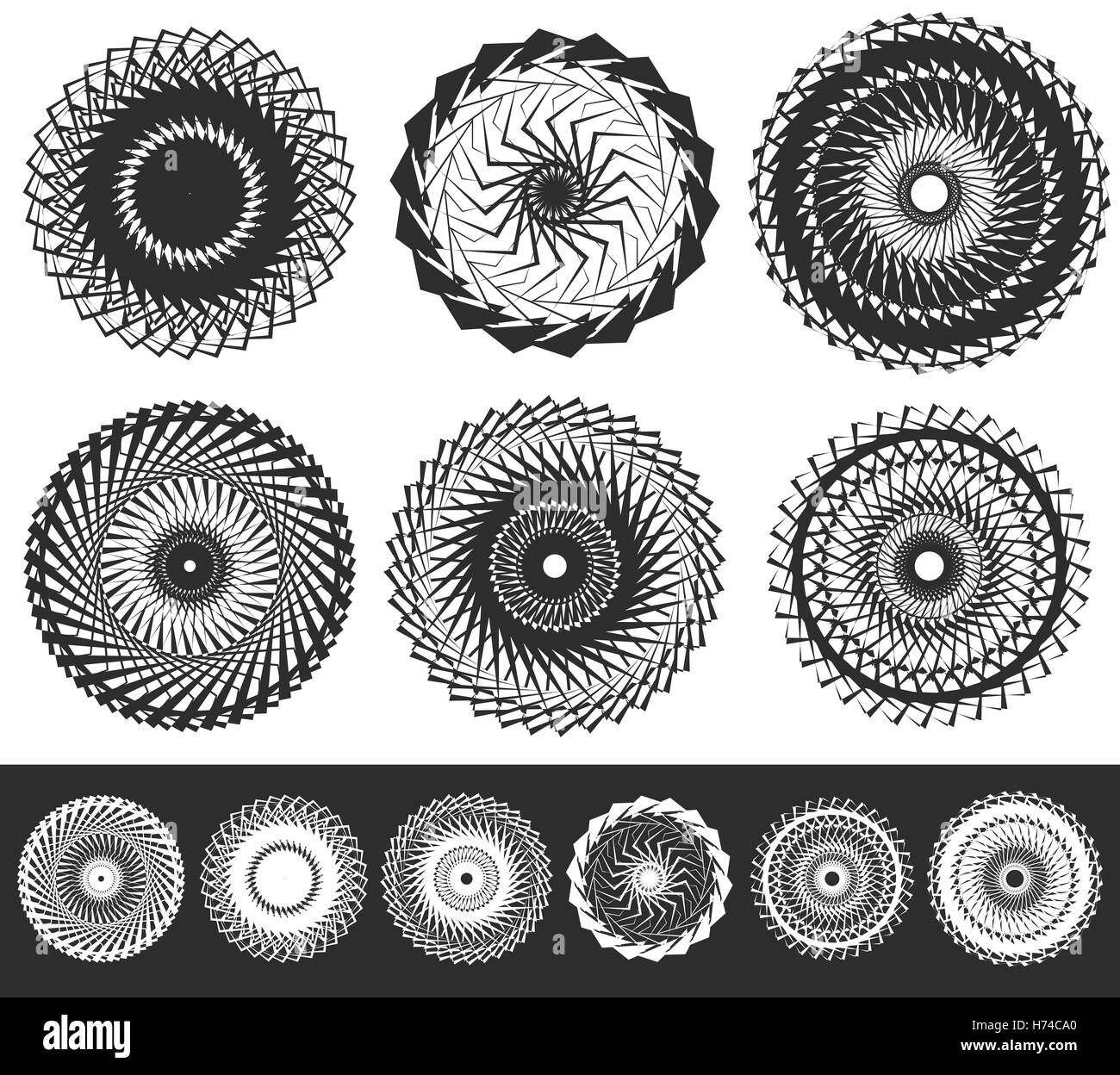 Set of 6 geometric circle element. Circular spirals Stock Vector Image ...