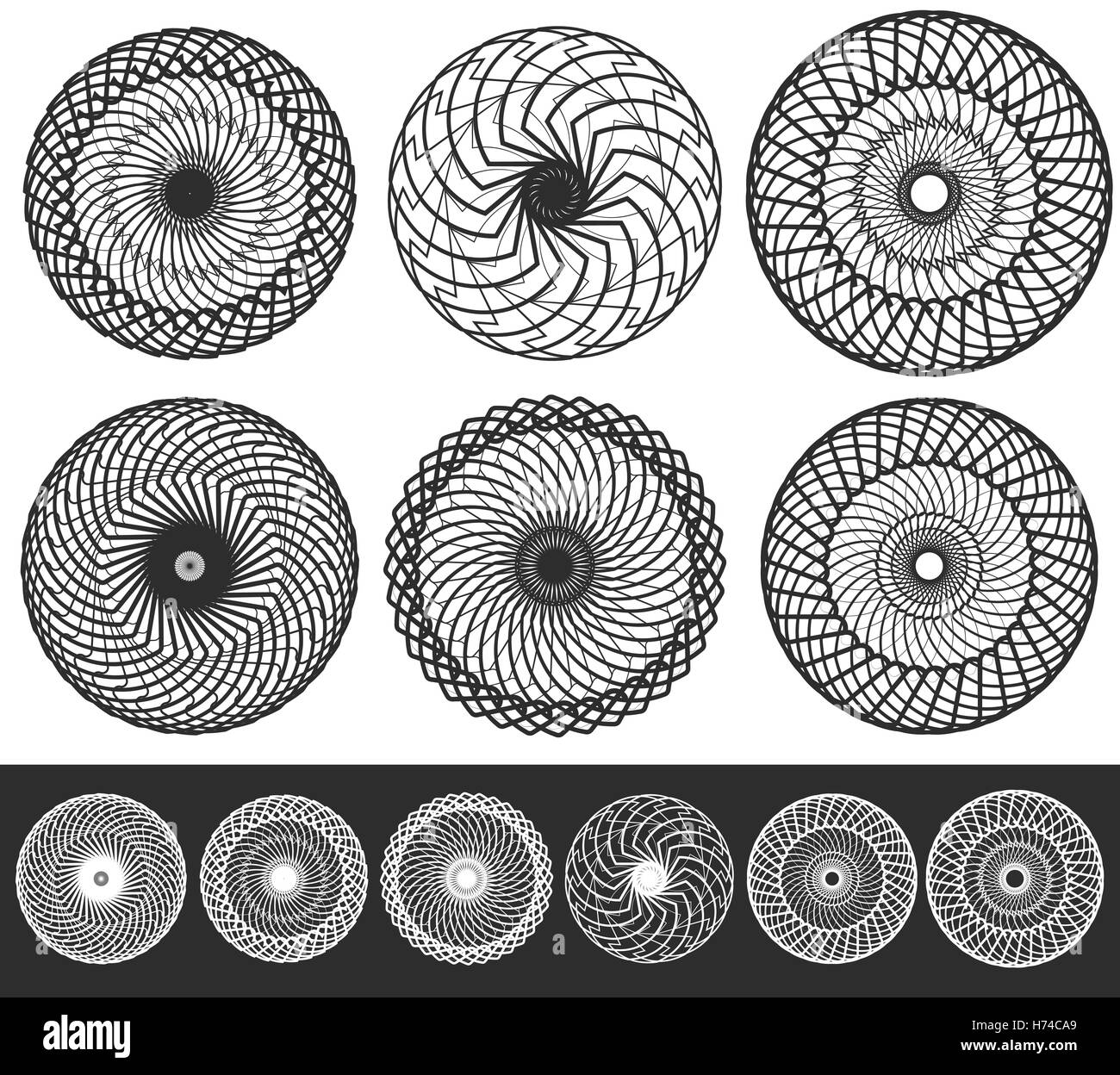Set of 6 geometric circle element. Circular spirals Stock Vector Image ...