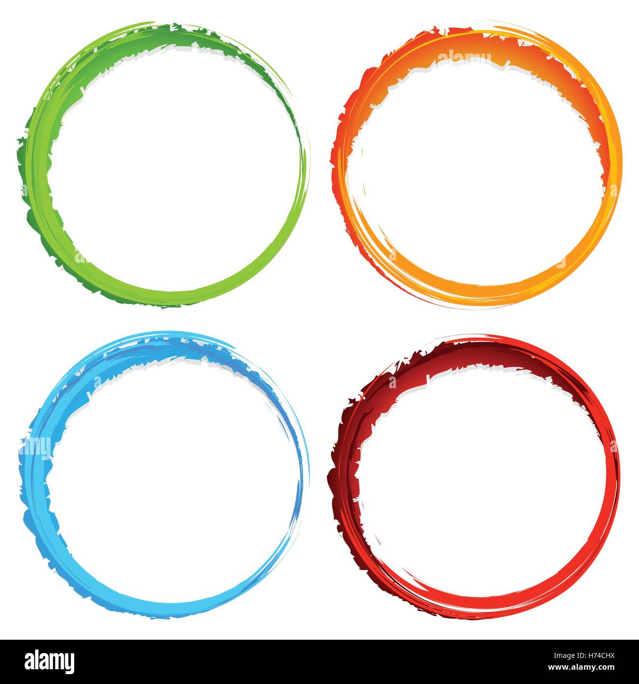 Grungy, textured circles - Colorful circles with splattered paint like ...