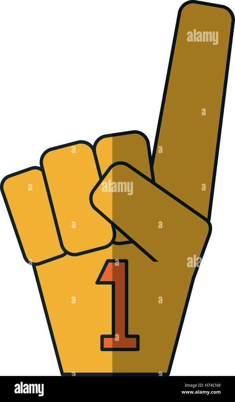 Glove and number one gesture icon. Sport hobby competition and game ...