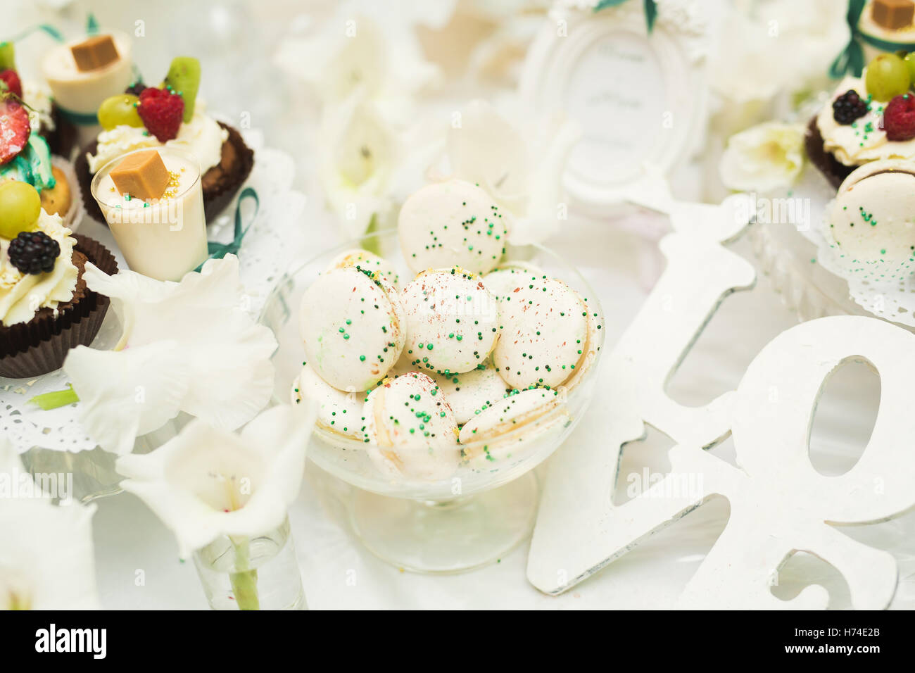 French sweet colorful macarons background, close up Stock Photo - Alamy