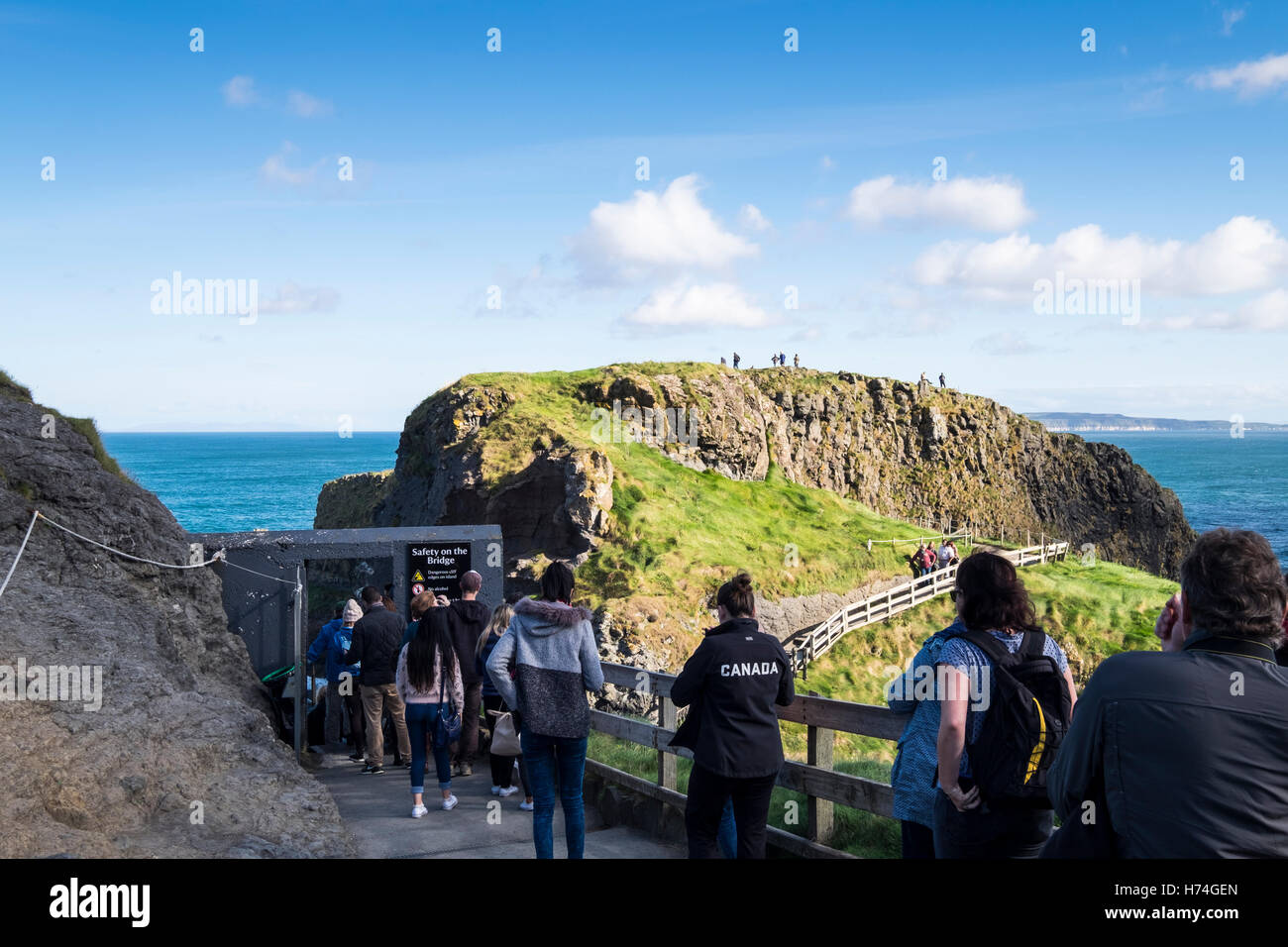 Carrick a Rede rope bridge crossing a 30 metre drop to Carrick island ...