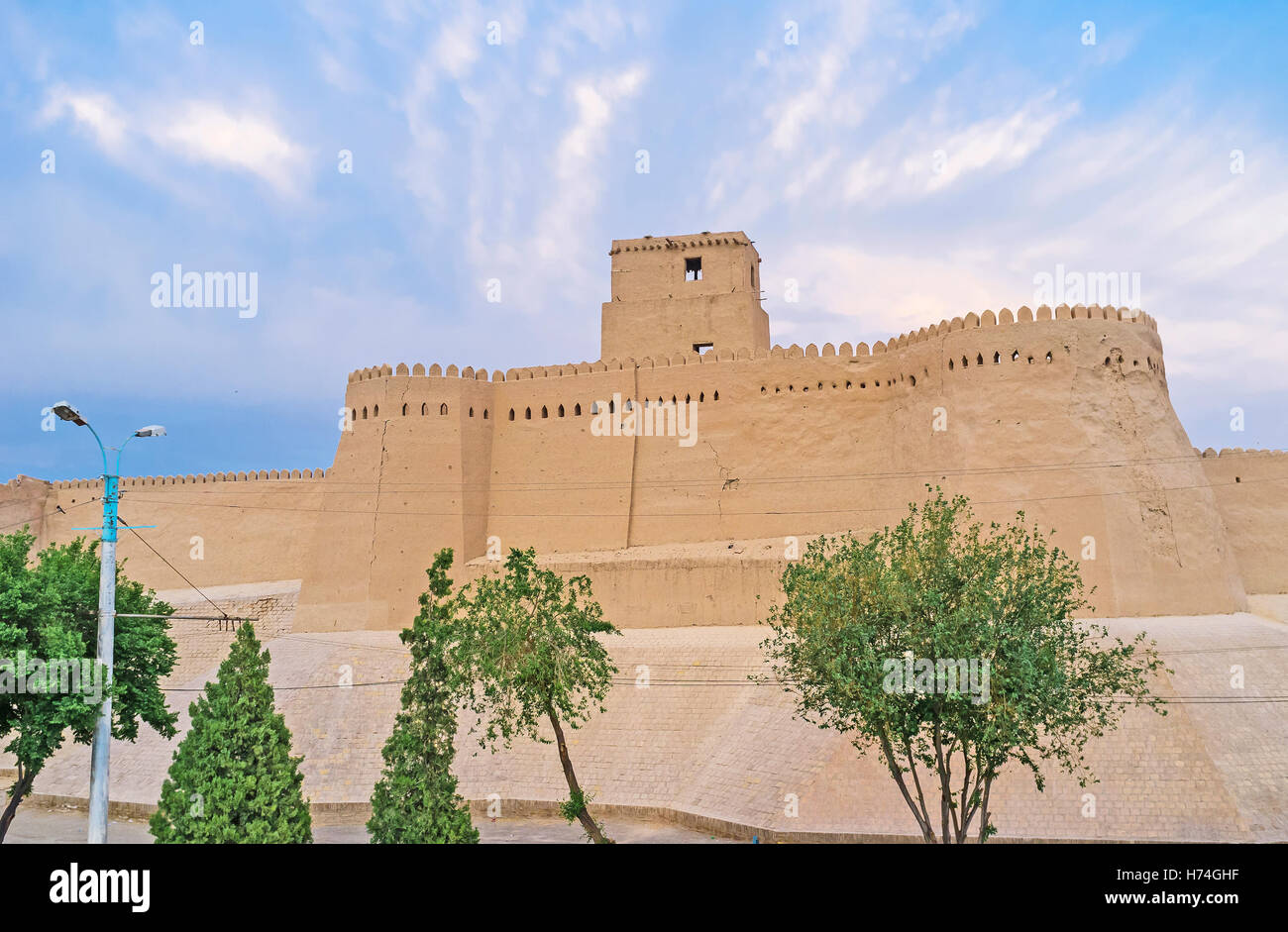 The high ramparts of Kunya-Ark, the old inner town fortress with the ...