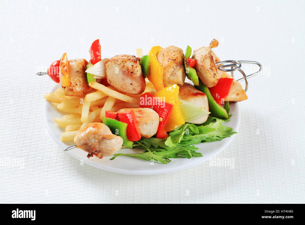 food aliment closeup green metal plate vegetable dish meal grill ...