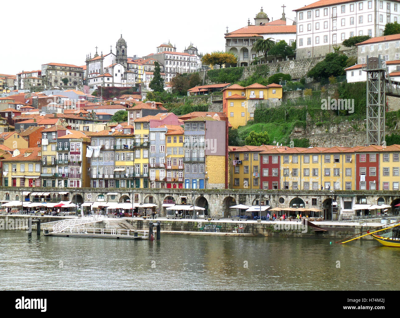 Colorful historical architectures of the riverfront area in Porto ...