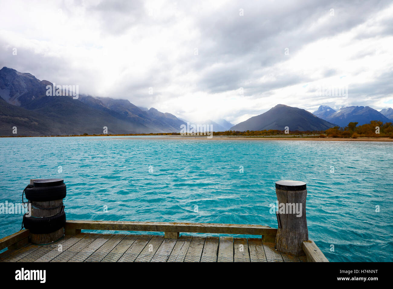Jetty On Lake Near Queenstown In New Zealand's South Island Stock Photo ...