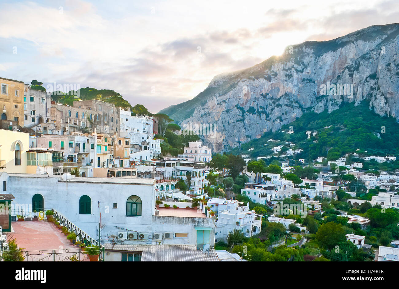 The view on the old town from Piazzetta, in Capri Centre, Italy Stock ...