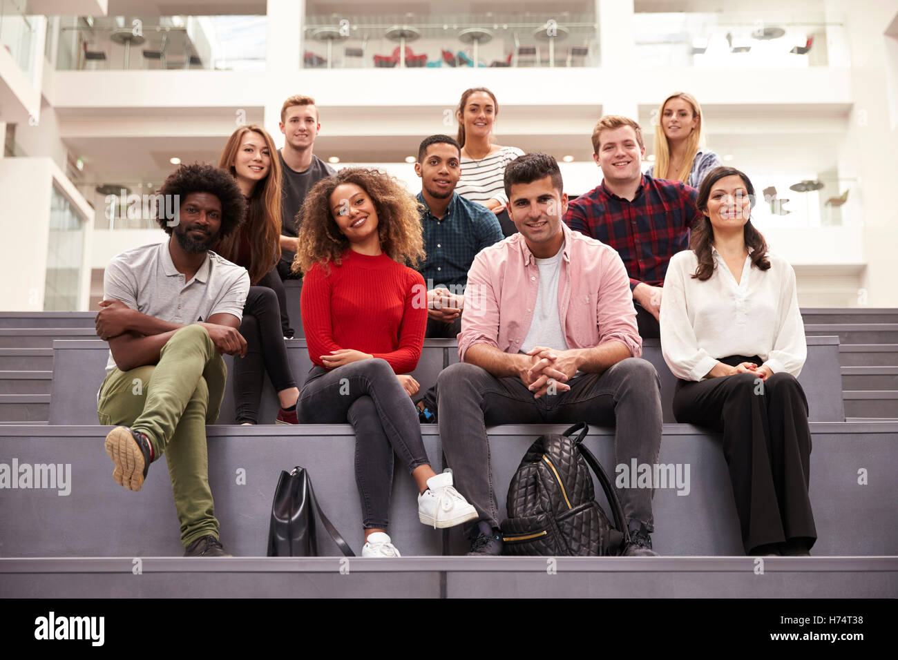 Portrait Of Student Group On Steps Of Campus Building Stock Photo - Alamy