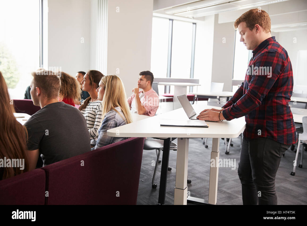 Group Of University Students Attending Lecture On Campus Stock Photo ...