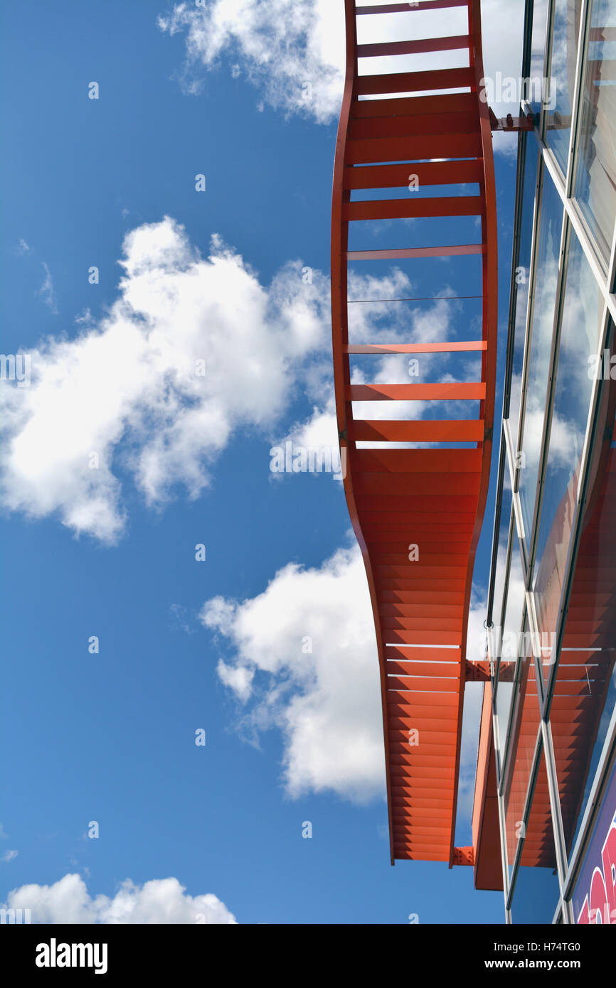 modern industrial building wall construction with decorative metal ...