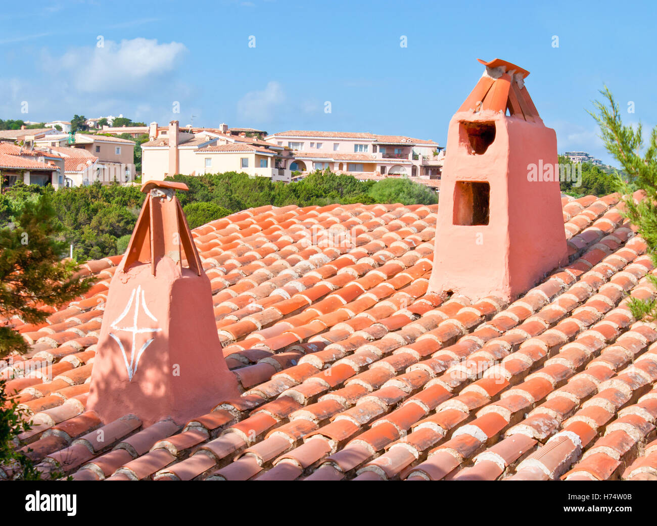 the fun chimneys are the detail of unique architecture of Sardinian ...