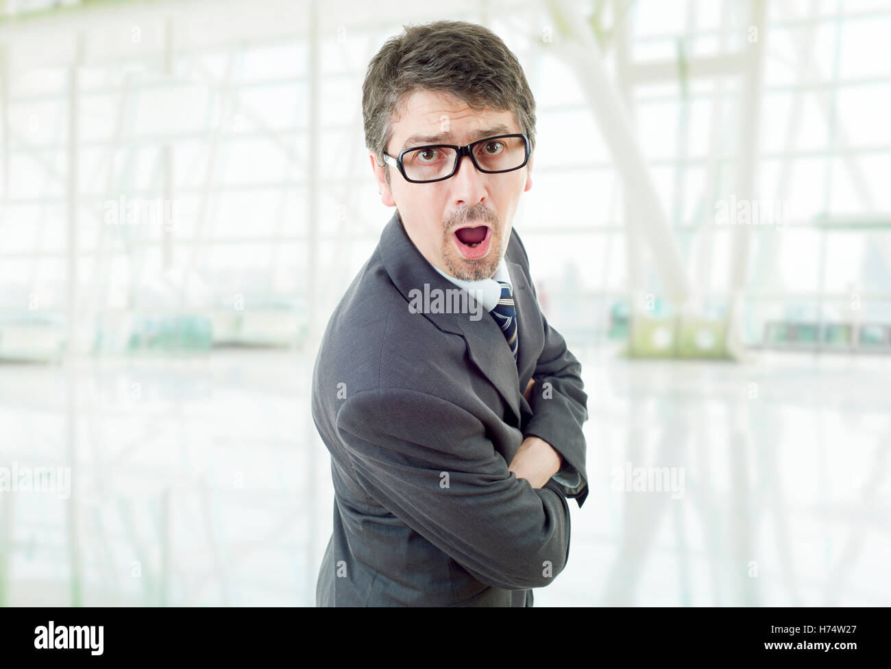 young business man surprised at the office Stock Photo - Alamy