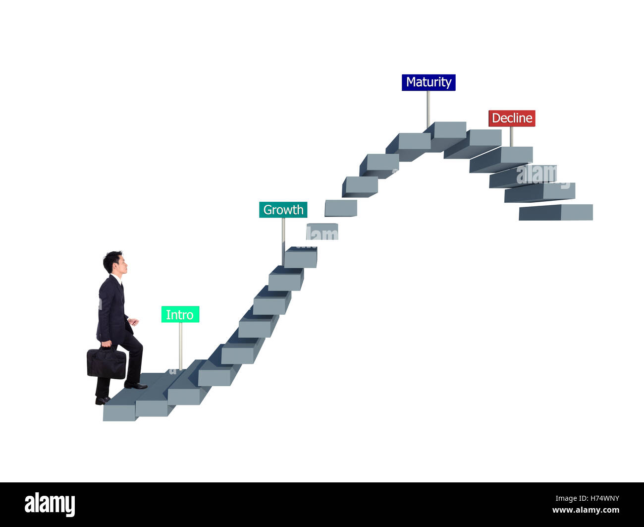 Man walking on stair Cut Out Stock Images & Pictures - Alamy