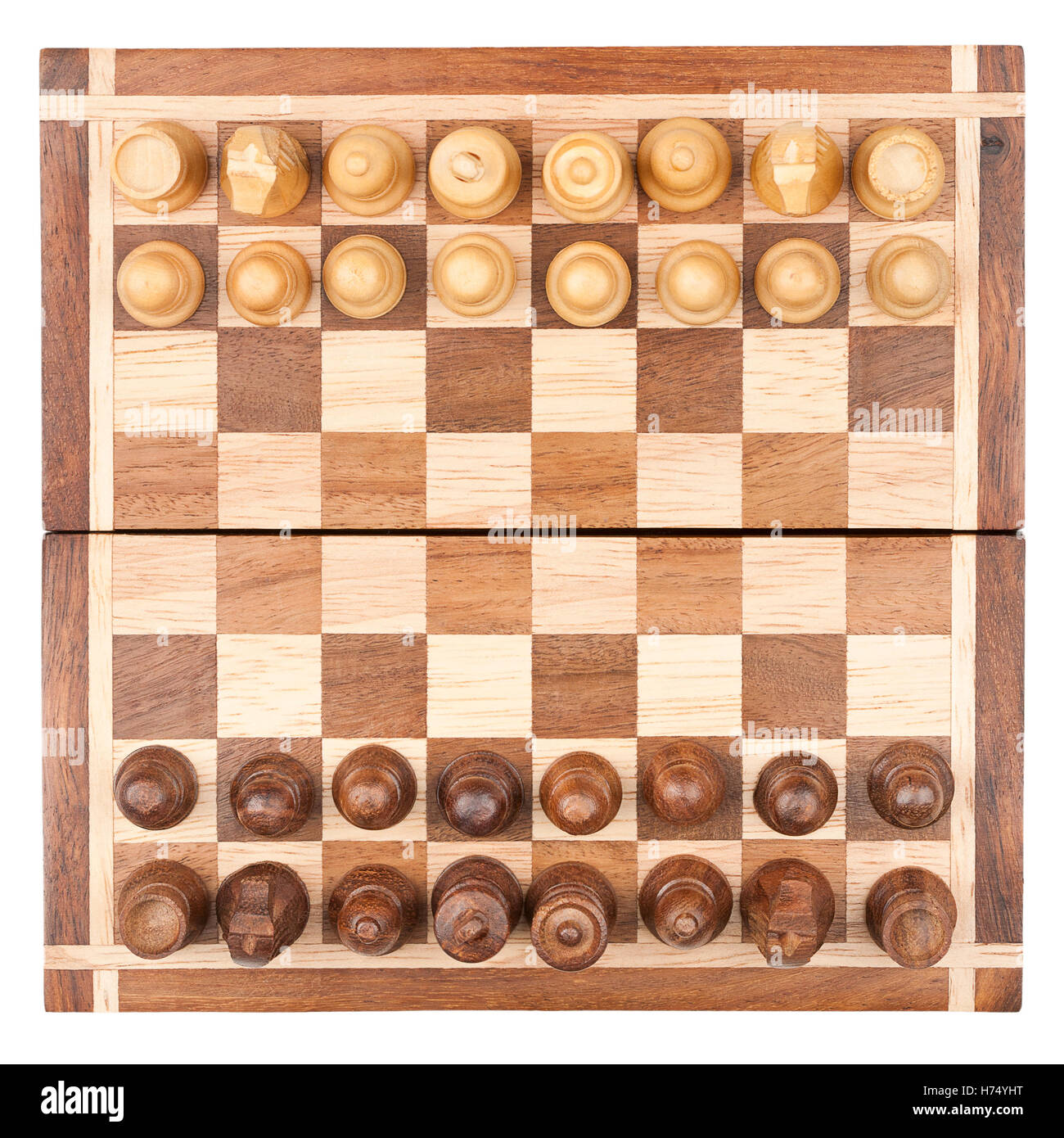 Chess board with all pieces isolated on white background. Top view ...