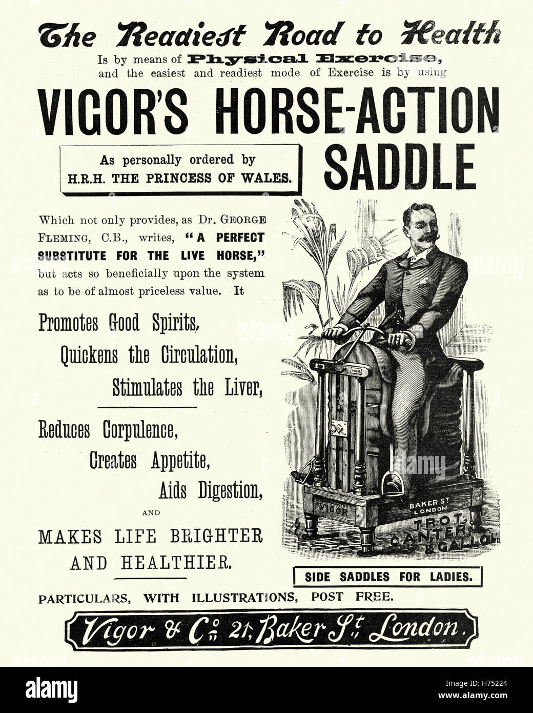 Victorian advert for Vigor's Horse Action Saddle. This Victorian ...