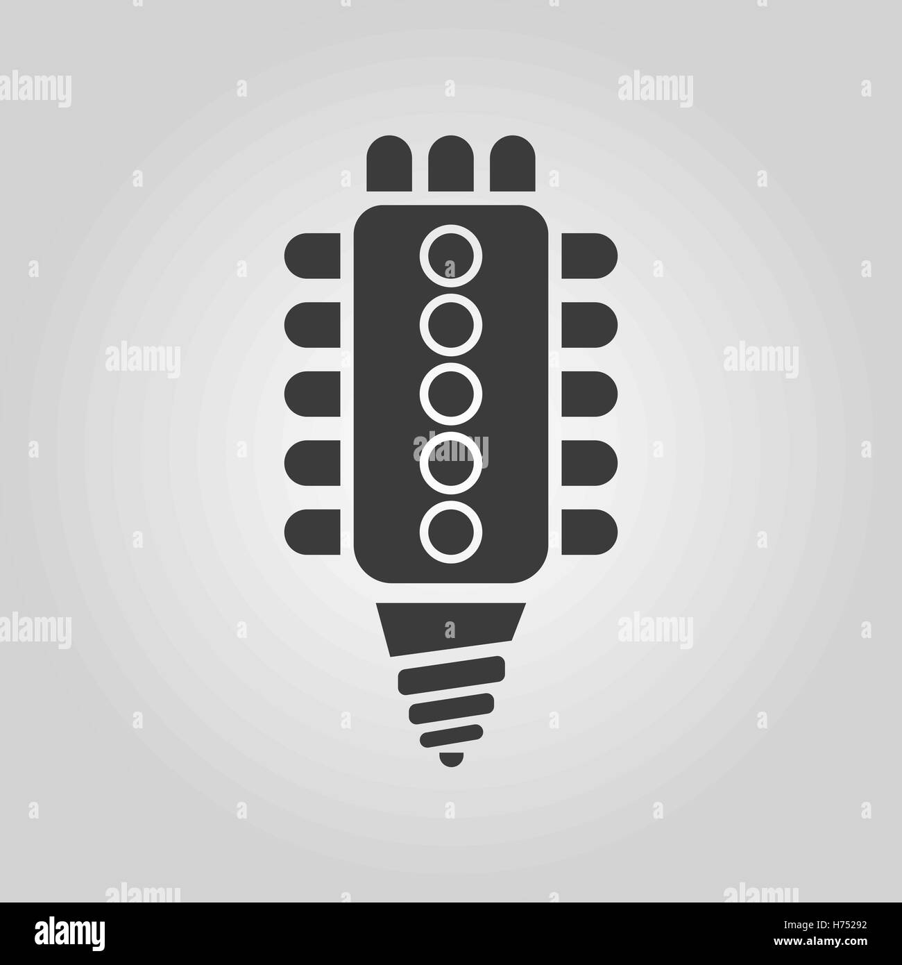 The led lamp icon. Lamp and bulb, lightbulb, CFL, luminodiode symbol.UI ...