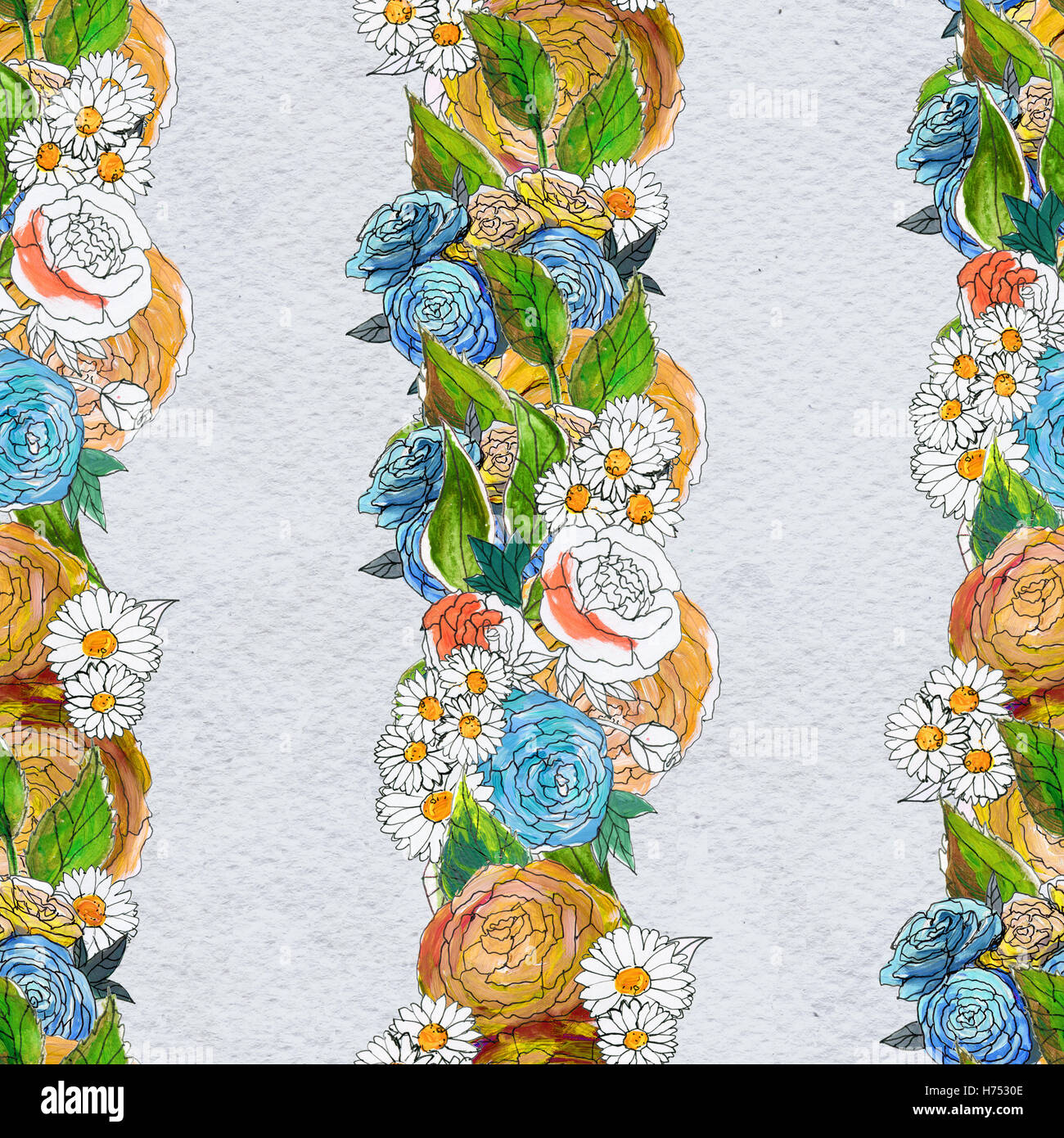 Seamless pattern with colorful flowers Stock Photo - Alamy