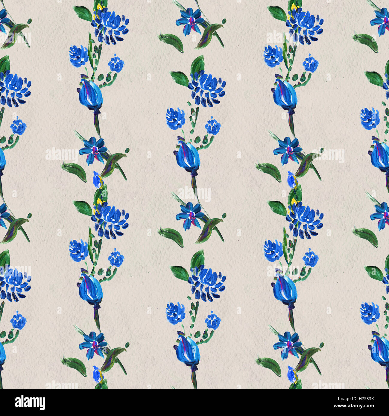 Seamless pattern with blue flowers Stock Photo - Alamy