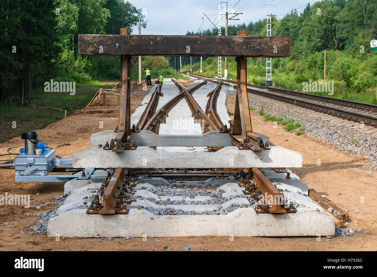 Patrol and deadlock under construction railway Stock Photo - Alamy
