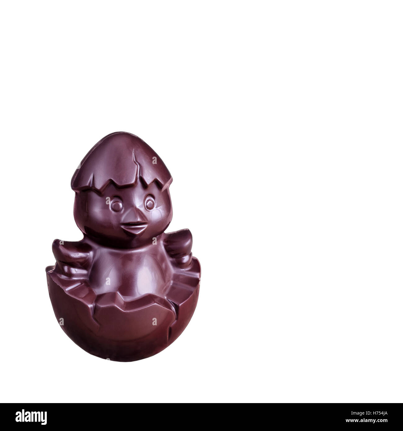 Chocolate chick in shell isolated on white background Stock Photo - Alamy