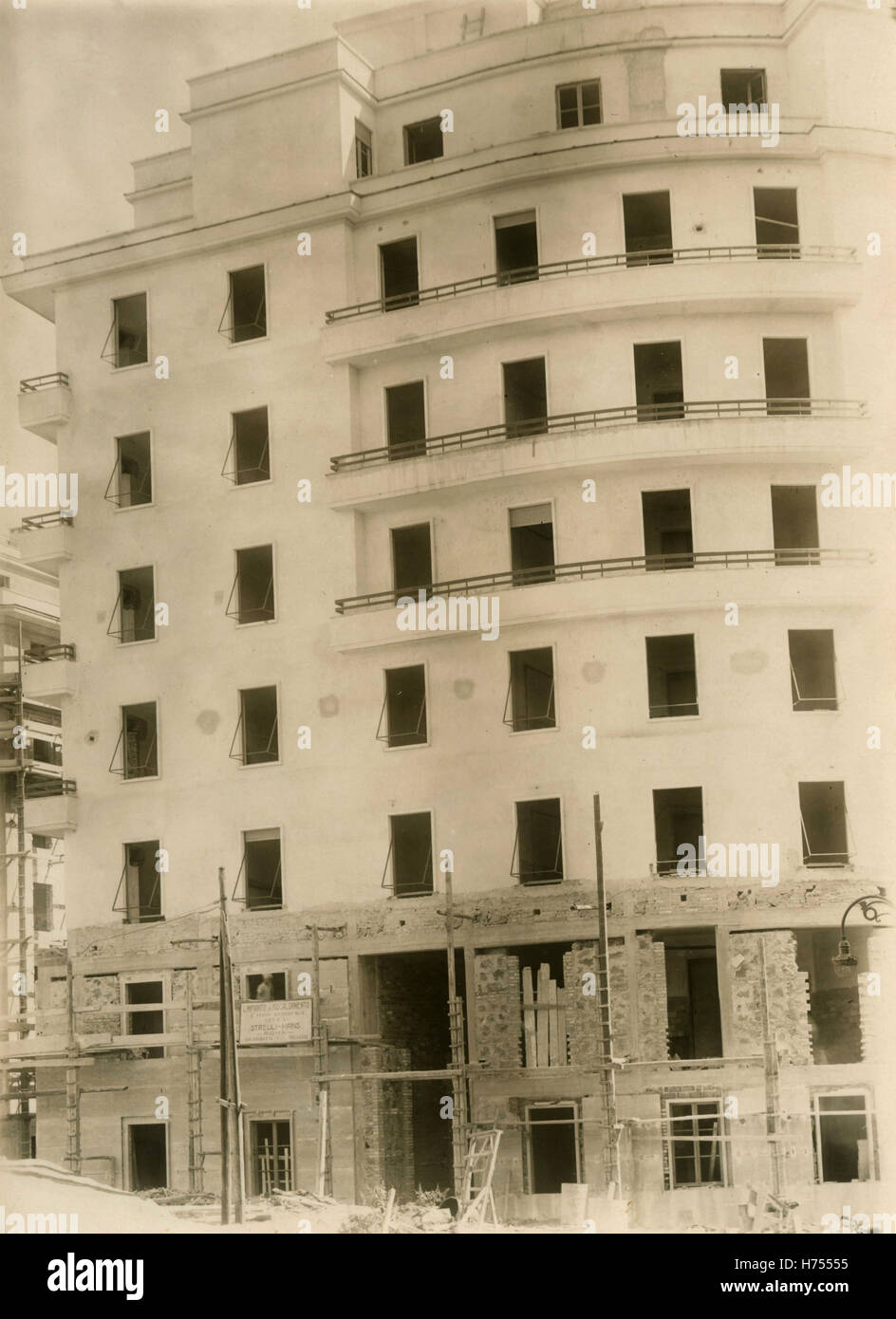 Building under construction in Via Ufente corner Piazza Ledro, Rome ...