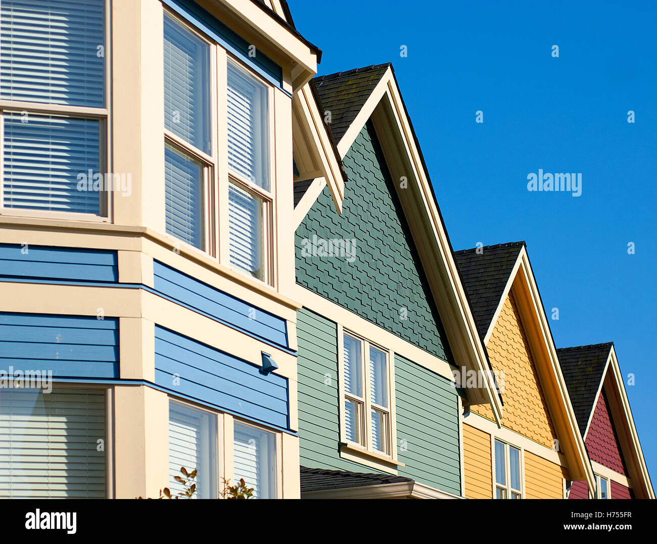 The bright facades of a new development in the Strathcona neighbourhood ...